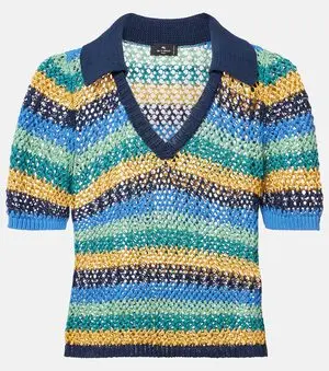 Etro Knitted Striped Cotton-blend Crop Top
