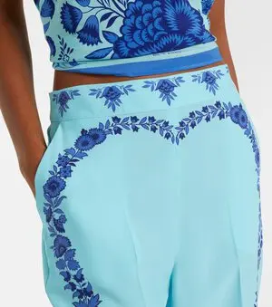 Etro Floral Silk Straight Pants