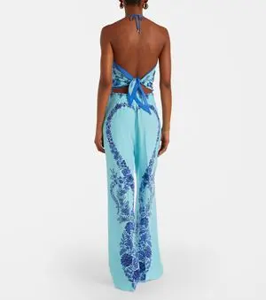 Etro Floral Silk Straight Pants