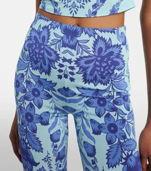 Etro Printed Jersey Flared Leggings - Blue