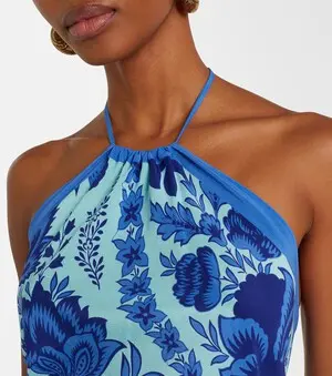 Etro Paisley Halterneck Silk Top - Blue