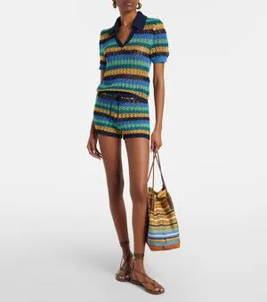 Etro Crochet Striped Cotton-blend Shorts