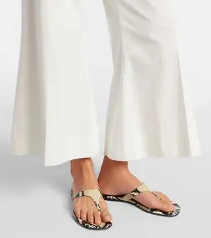 Khaite Archer Snake-effect Leather Thong Sandals - Beige