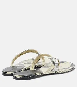 Khaite Archer Snake-effect Leather Thong Sandals - Beige