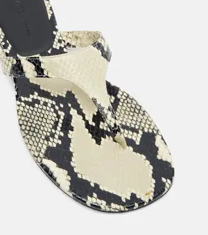 Khaite Archer Snake-effect Leather Thong Sandals - Beige