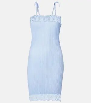 Chloé Lace-trimmed Wool Slip Dress - Blue