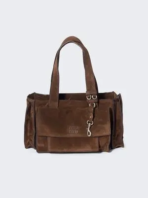 Miu Miu Utilitaire Suede Shopping Bag - Brown