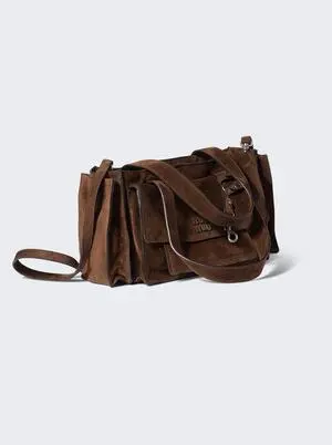 Miu Miu Utilitaire Suede Shopping Bag - Brown