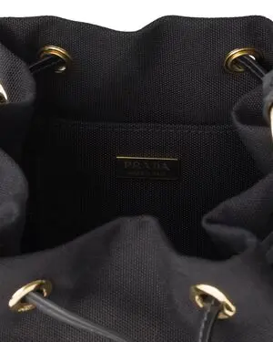 Prada Wicker And Canvas Bucket Bag