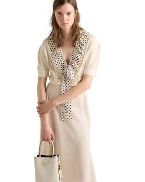 Prada Embroidered Marocain Dress - Neutral