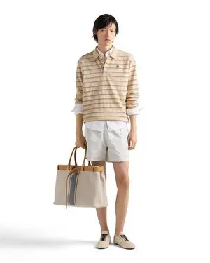 Prada Buckle Canvas And Leather Bag - Neutral