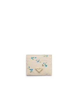 Prada Printed Saffiano Leather Card Holder - Neutral