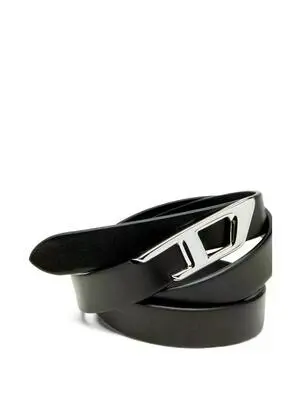 DIESEL® Leather Belt With Logo Buckle - Black