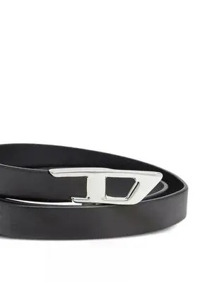 DIESEL® Leather Belt With Logo Buckle - Black