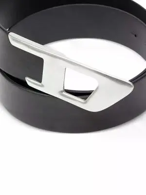DIESEL® B-d Logo 2.0 Leather Belt - Black