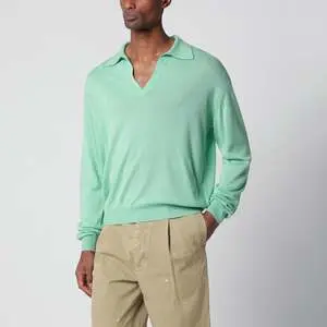 Auralee Mint Cashmere And Silk Skipper Polo