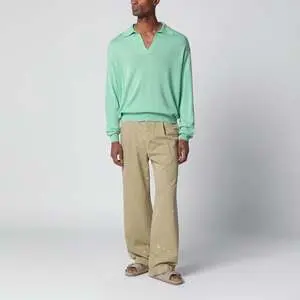 Auralee Mint Cashmere And Silk Skipper Polo