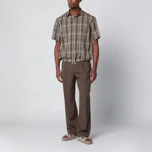 Auralee Short-sleeve Wool Check Shirt - Brown