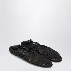ODISSI Iris Crochet Ballerina Flats - Black