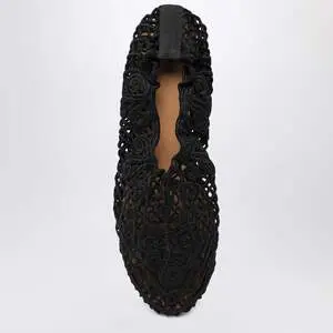 ODISSI Iris Crochet Ballerina Flats - Black