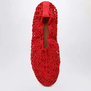 ODISSI Iris Crochet Ballerina Flats - Red