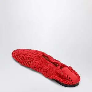 ODISSI Iris Crochet Ballerina Flats - Red