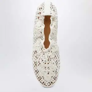 ODISSI Iris Crochet Ballerina Flats - White