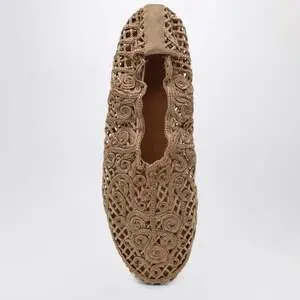ODISSI Iris Crochet Ballerina Flats - Beige
