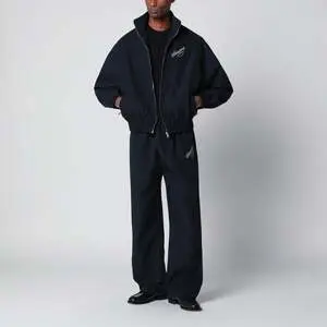 WILLY CHAVARRIA Pinstripe Zip-up Jacket With Logo - Blue