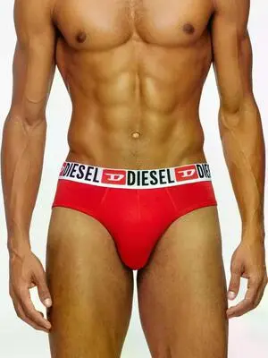 DIESEL® Logo-jacquard Three-pack Briefs - Red