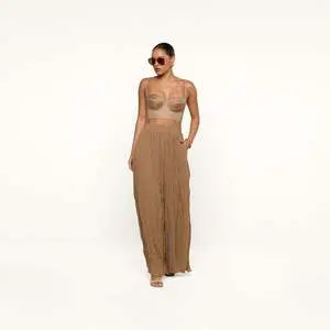 L'Agence Sonya Linen-blend Bustier - Barley