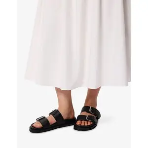 Whistles Double Buckle Leather Slides