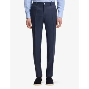 BOSS Slim-fit Mid-rise Linen-blend Trousers