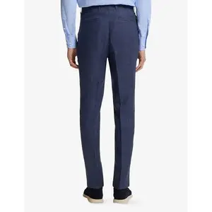 BOSS Slim-fit Mid-rise Linen-blend Trousers