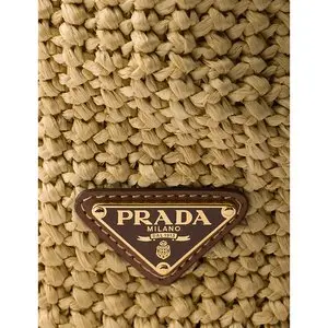 Prada Logo-embroidered Crochet Tote Bag - Neutral