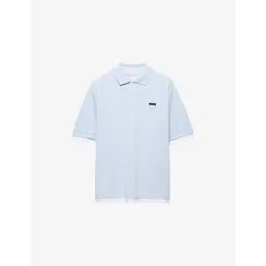 Prada Layered-effect Boxy-fit Cotton Polo Shirt - Light Blue