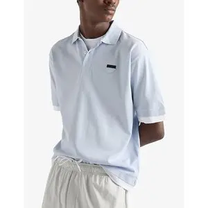 Prada Layered-effect Boxy-fit Cotton Polo Shirt - Light Blue