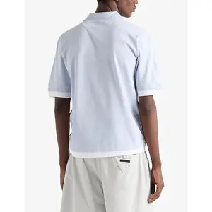 Prada Layered-effect Boxy-fit Cotton Polo Shirt - Light Blue