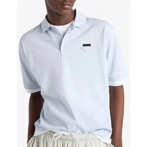 Prada Layered-effect Boxy-fit Cotton Polo Shirt - Light Blue