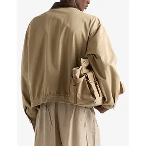 Prada Leather-collar Cotton-garbadine Jacket