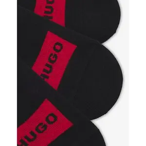 Hugo Logo-print Pack Of Three Cotton-blend Invisible Socks