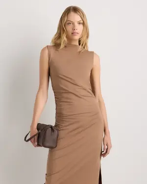Quince Sleeveless Mock Neck Midi Dress
