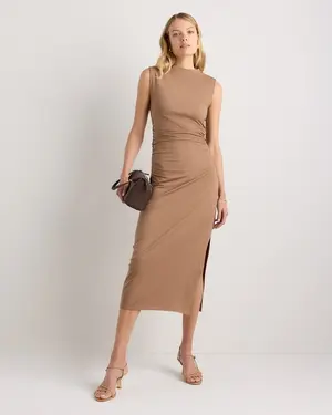 Quince Sleeveless Mock Neck Midi Dress