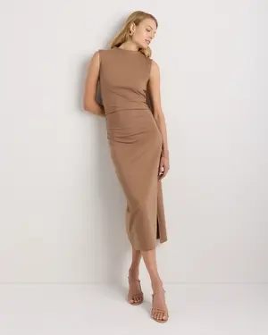 Quince Sleeveless Mock Neck Midi Dress