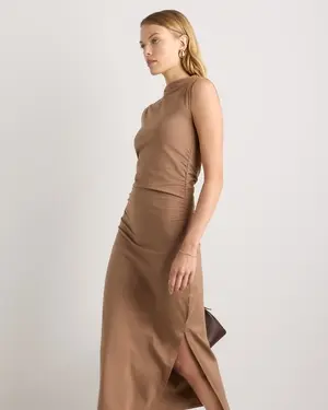 Quince Sleeveless Mock Neck Midi Dress