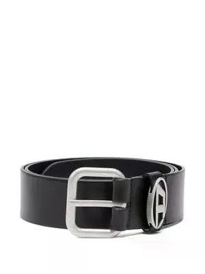 DIESEL® Oval-d Logo Leather Belt - Black