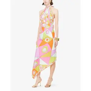 Emilio Pucci Halter-neck Patterned Silk Midi Dress