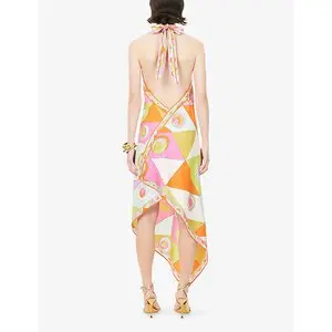 Emilio Pucci Halter-neck Patterned Silk Midi Dress