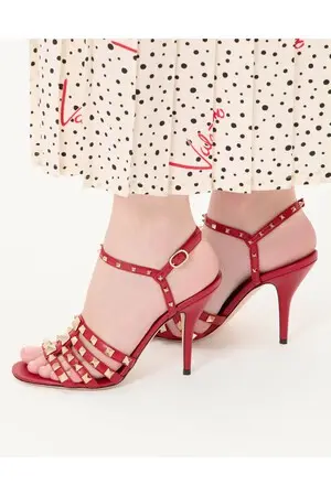 Valentino Garavani Rockstud Kidskin Sandal - Red