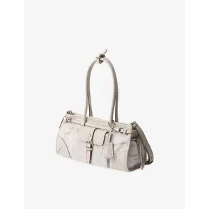 Prada Linen And Leather Shoulder Bag - White
